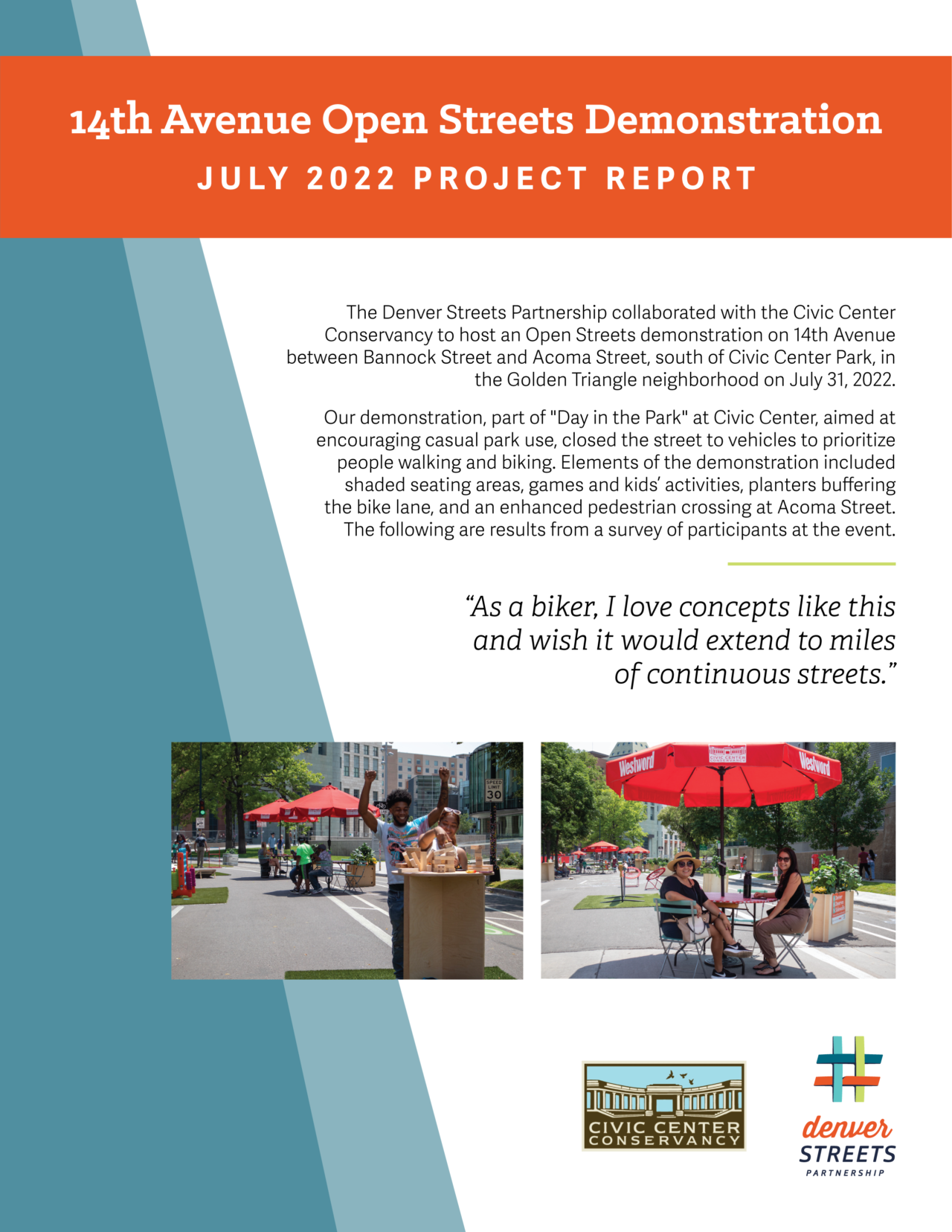 14th Avenue Open Streets Demonstration | Denver Streets Partnership